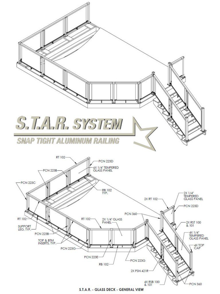 Glass Aluminum Rail System Installation Diagram